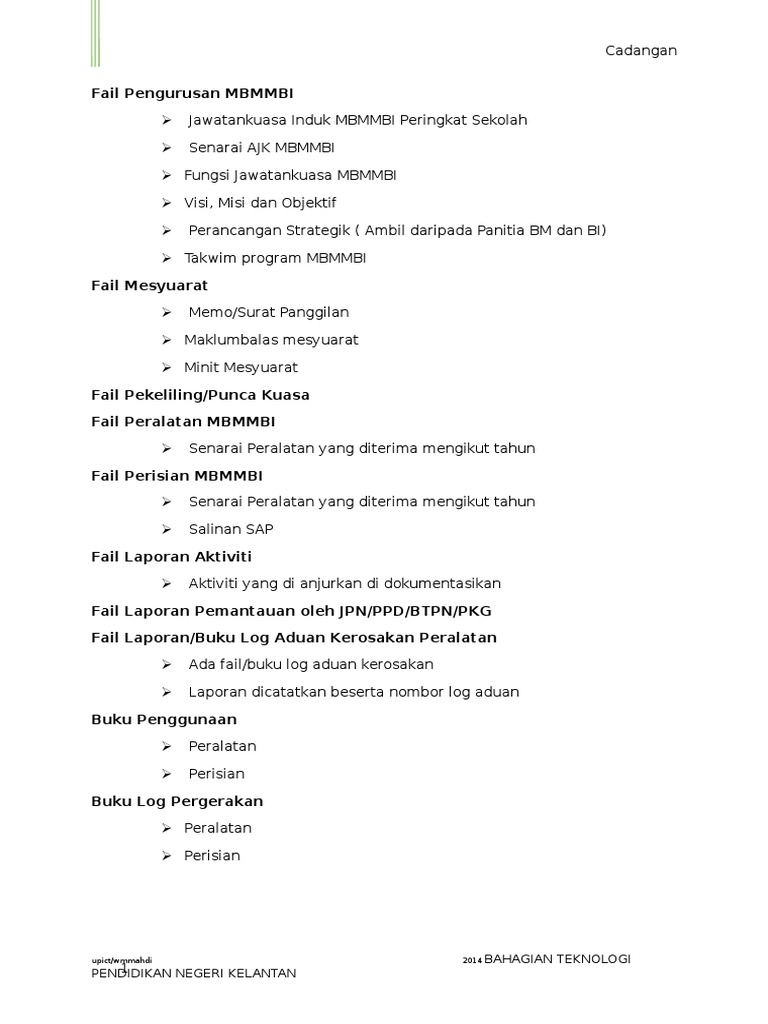 Fail Pengurusan MBMMBI | PDF