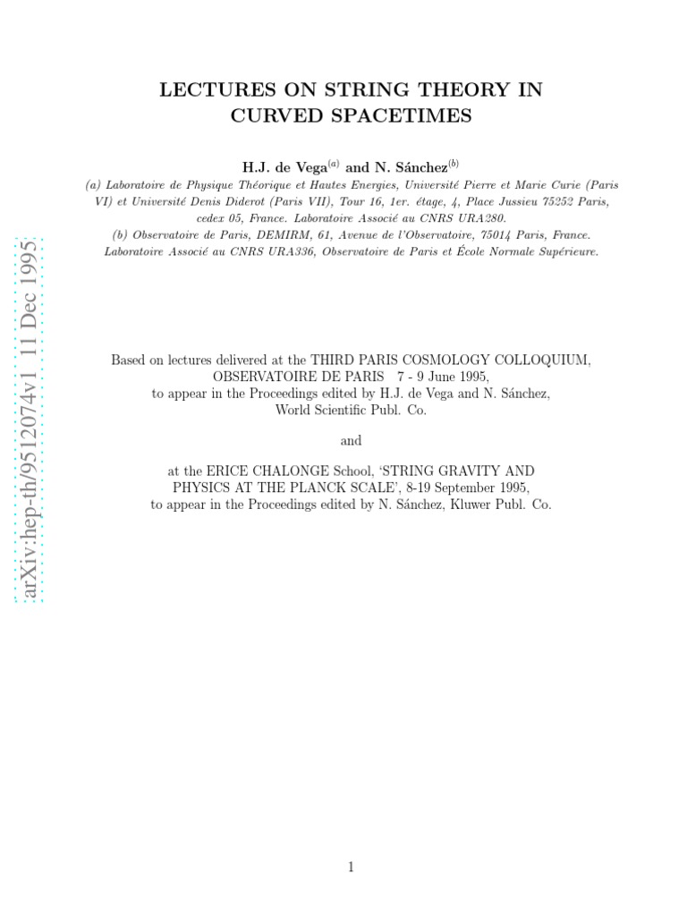 Lectures On String Theory in Curved Spacetimes | PDF | Quantum Gravity ...
