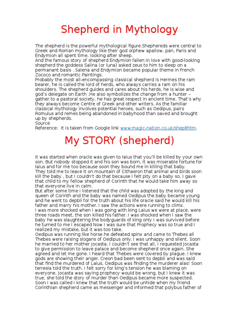 Shepherd in Mythology | PDF | Oedipus | Greek Mythology