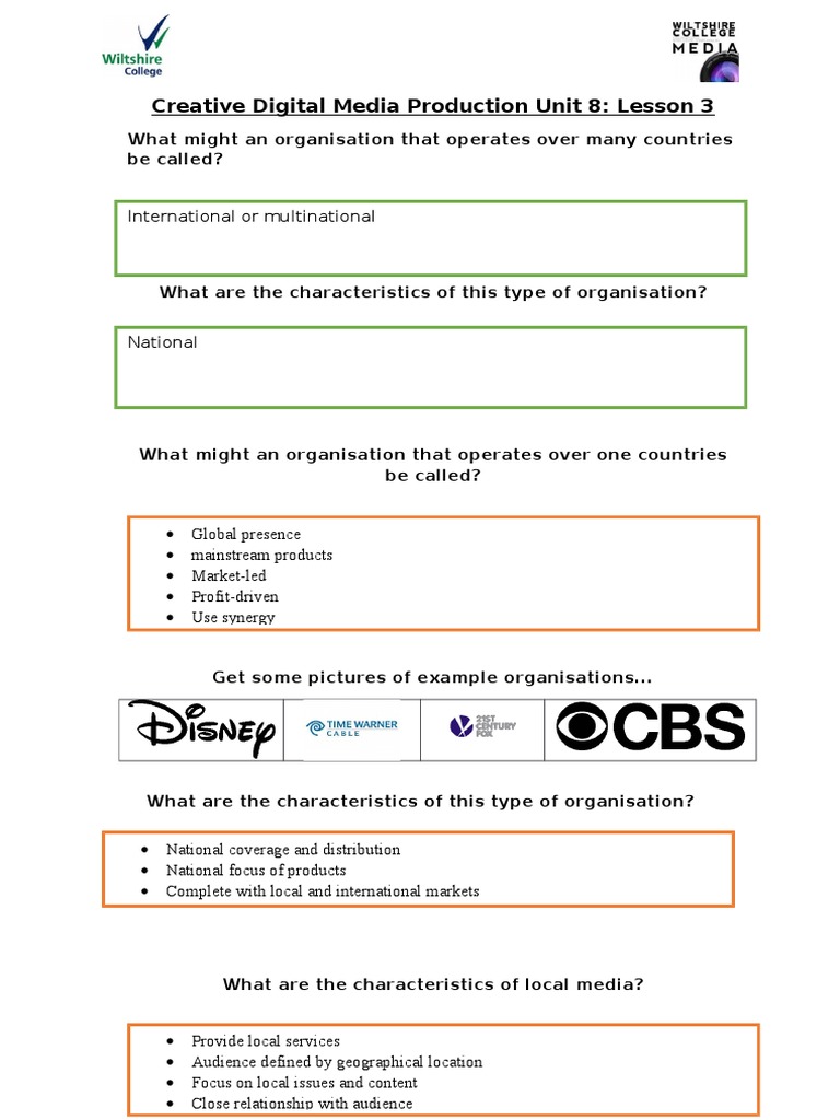 Creative Digital Media Production Unit 8: Lesson 3 | PDF