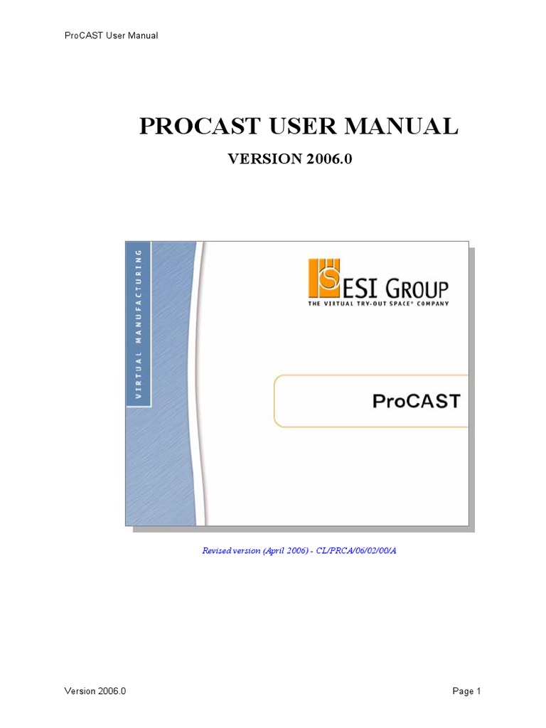 ProCAST User Manual PDF | PDF | Casting (Metalworking) | Databases