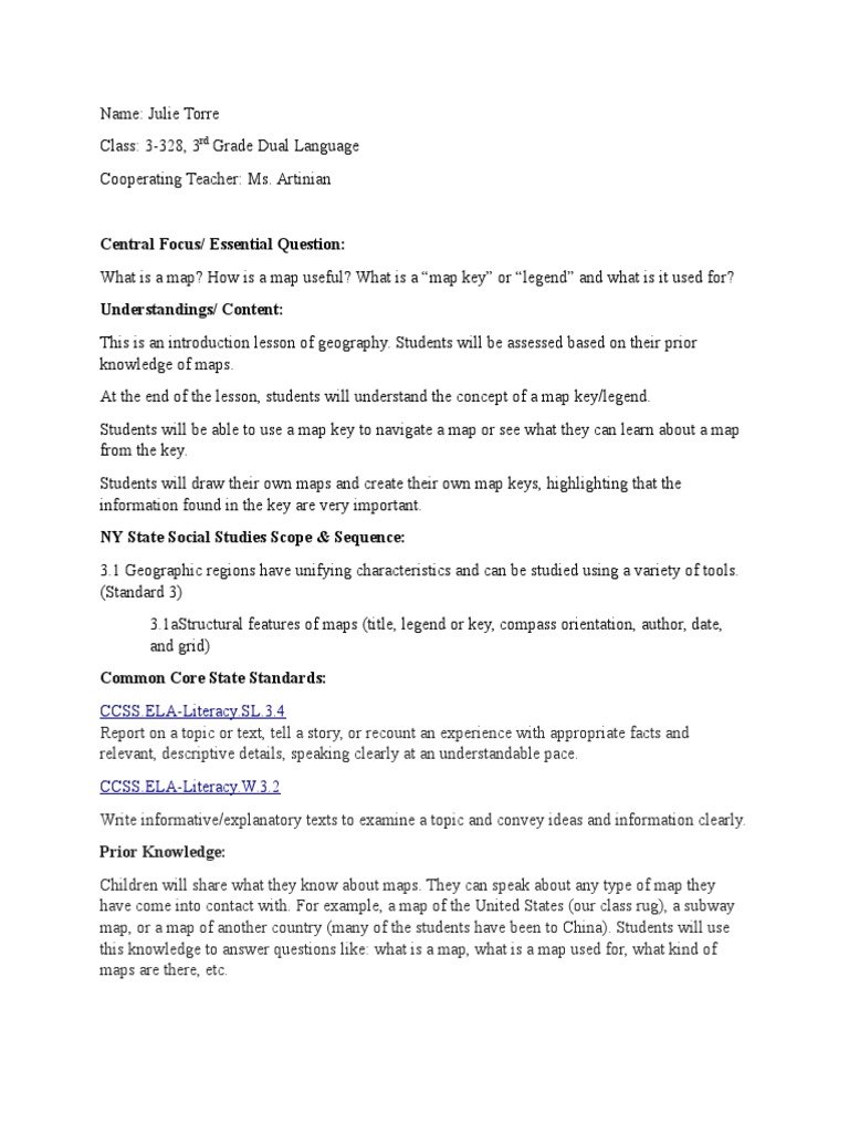 Observation Lesson 1 Plan 10 13 16 | PDF | Map | Cartography