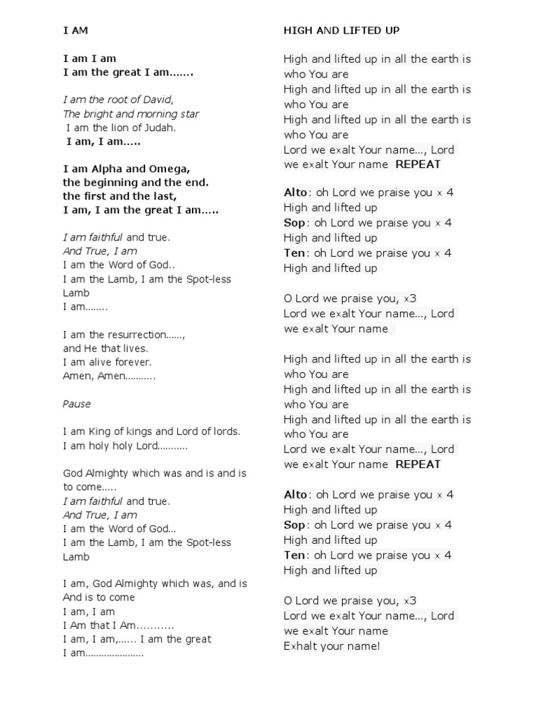 I Am I Am - Lyrics | PDF
