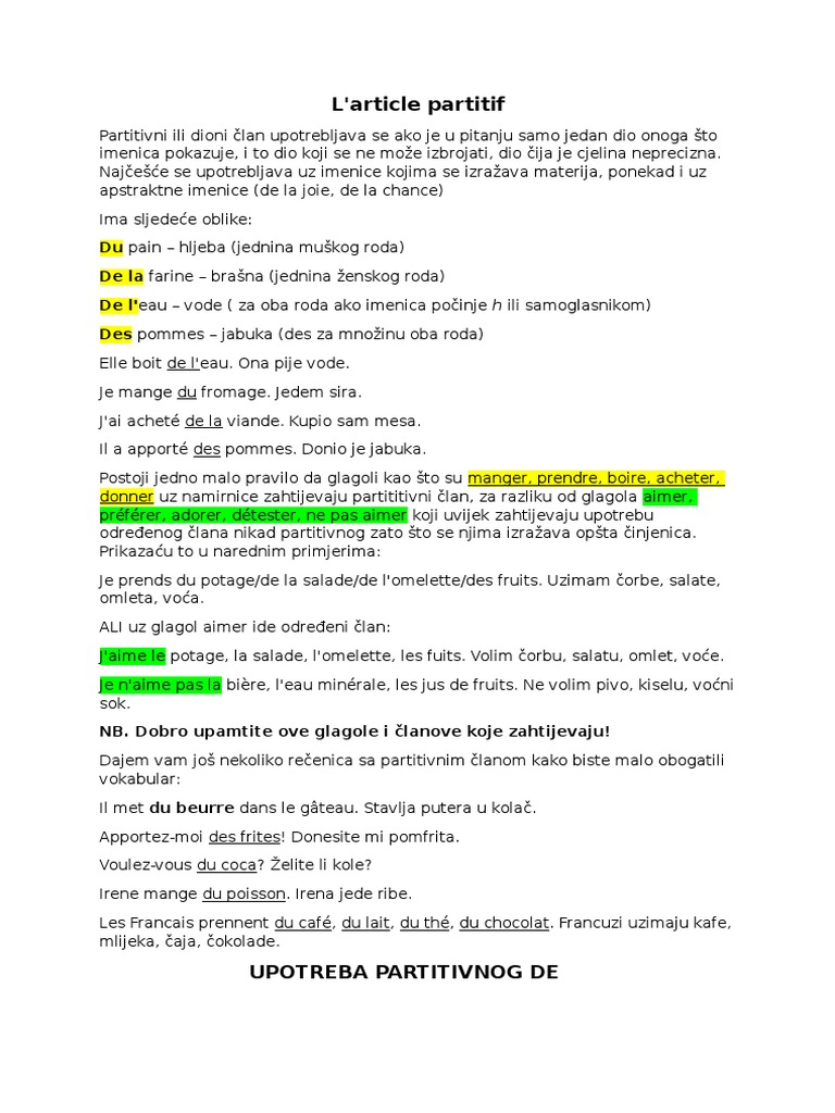 L'Article Partitif | PDF
