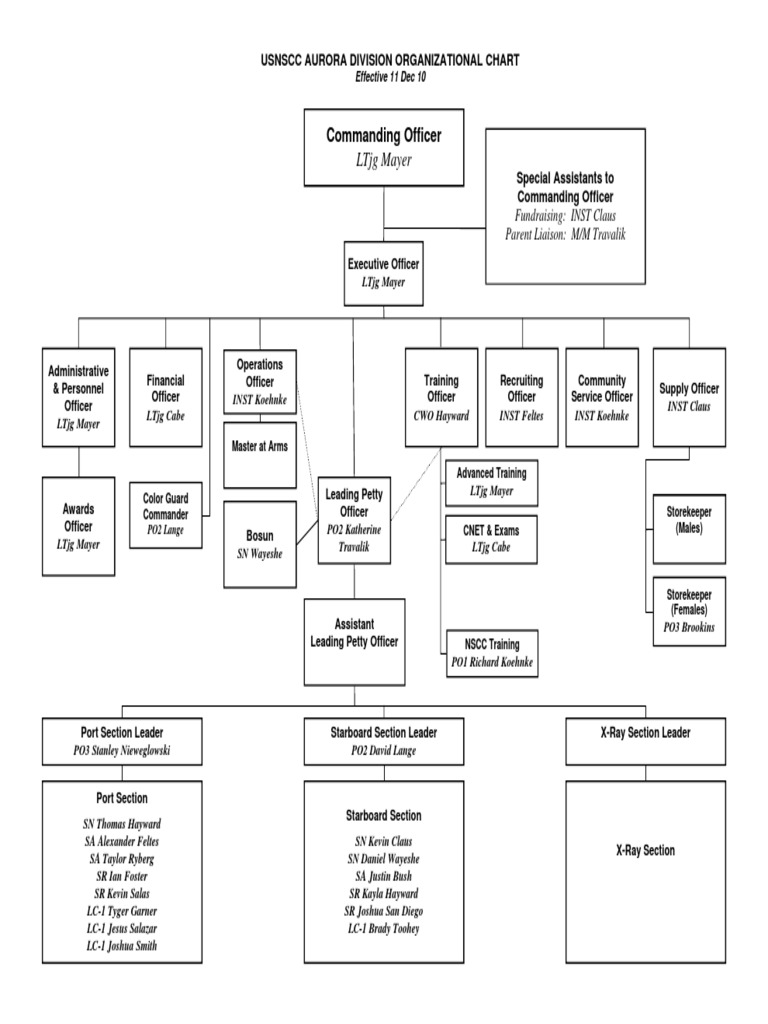 Organizational Structure and Leadership Roles of the USNSCC Aurora ...