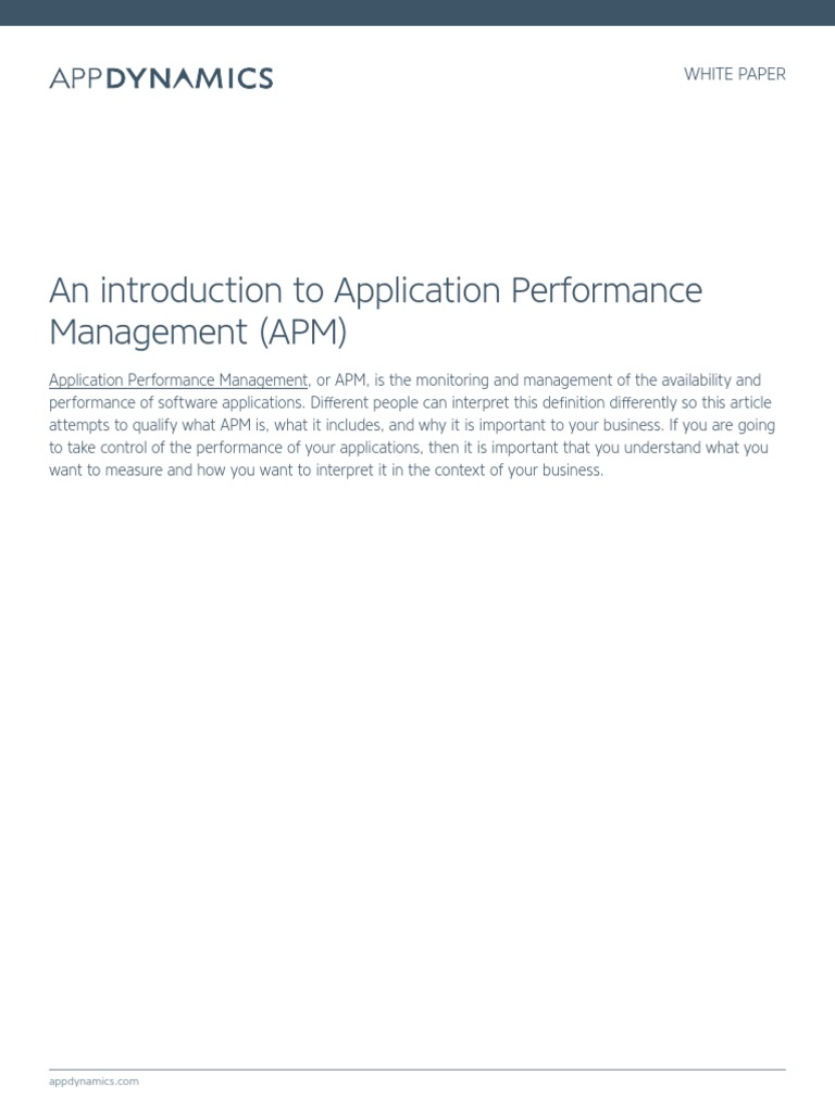 223 White Paper An Introduction To Application Performance Management ...