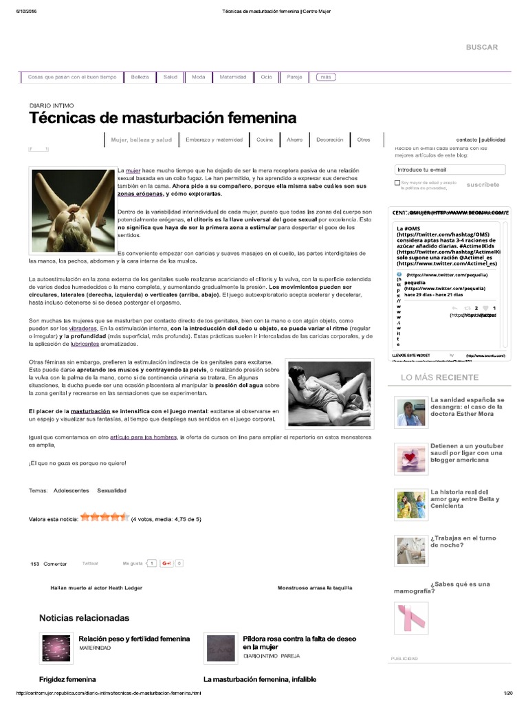 Técnicas de Masturbación Femenina Centro Mujer | PDF