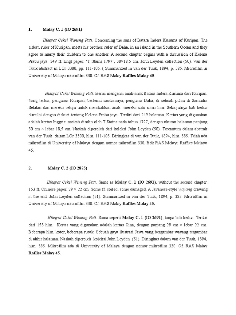 Hikayat Cekel Weneng Pati | PDF | Seni | Klasik