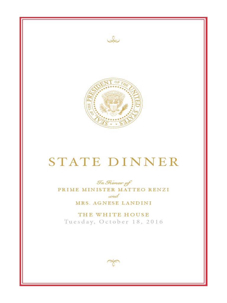 Italian State Dinner Menu | Download Free PDF | Matteo Renzi | Desserts