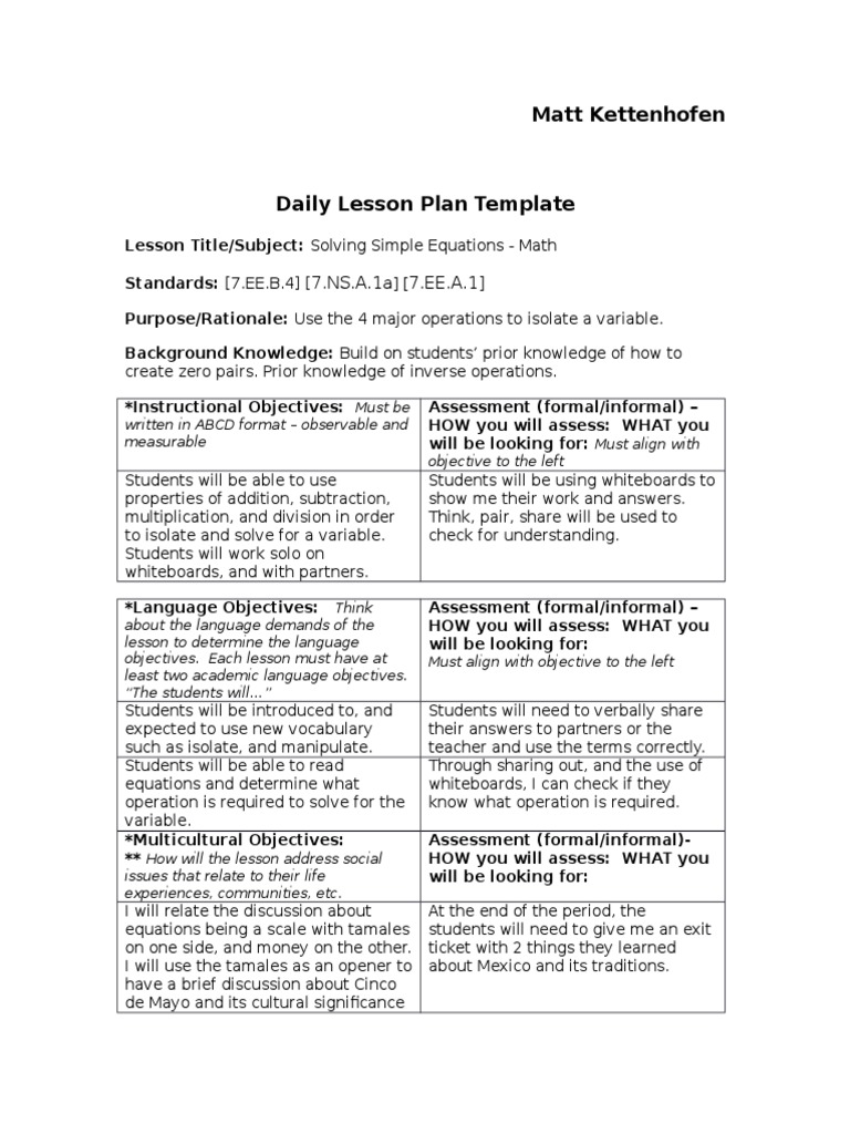 Seminar 8-1 Lesson Plan | PDF | Lesson Plan | Educational Assessment