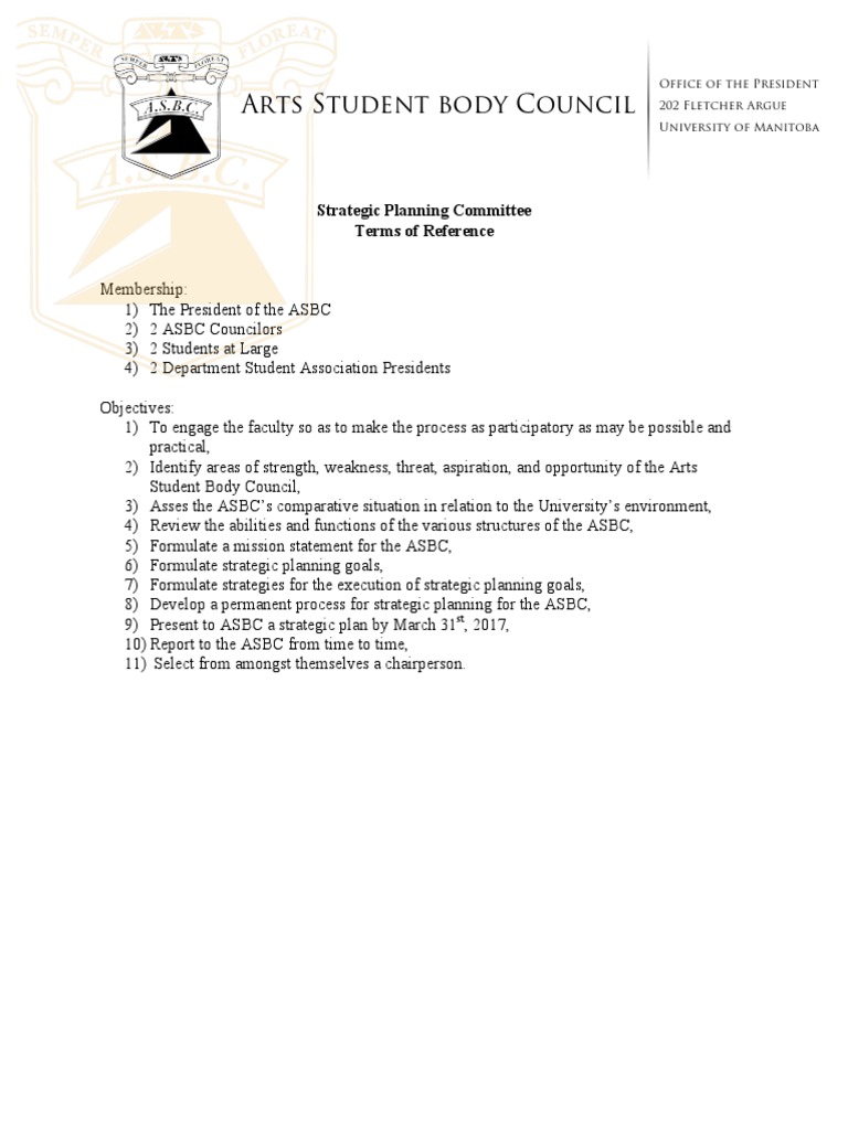 Strategic Plan TOR | PDF