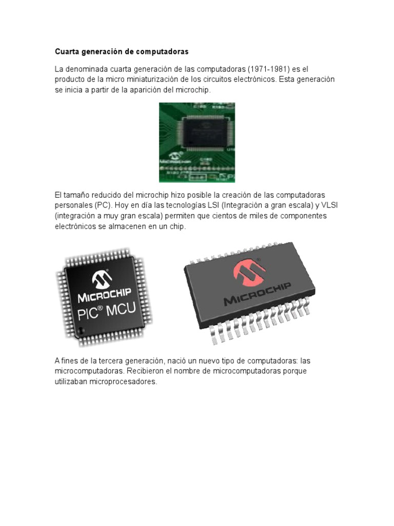 Cuarta Generación de Computadoras | PDF | Microcomputadoras | Microprocesador