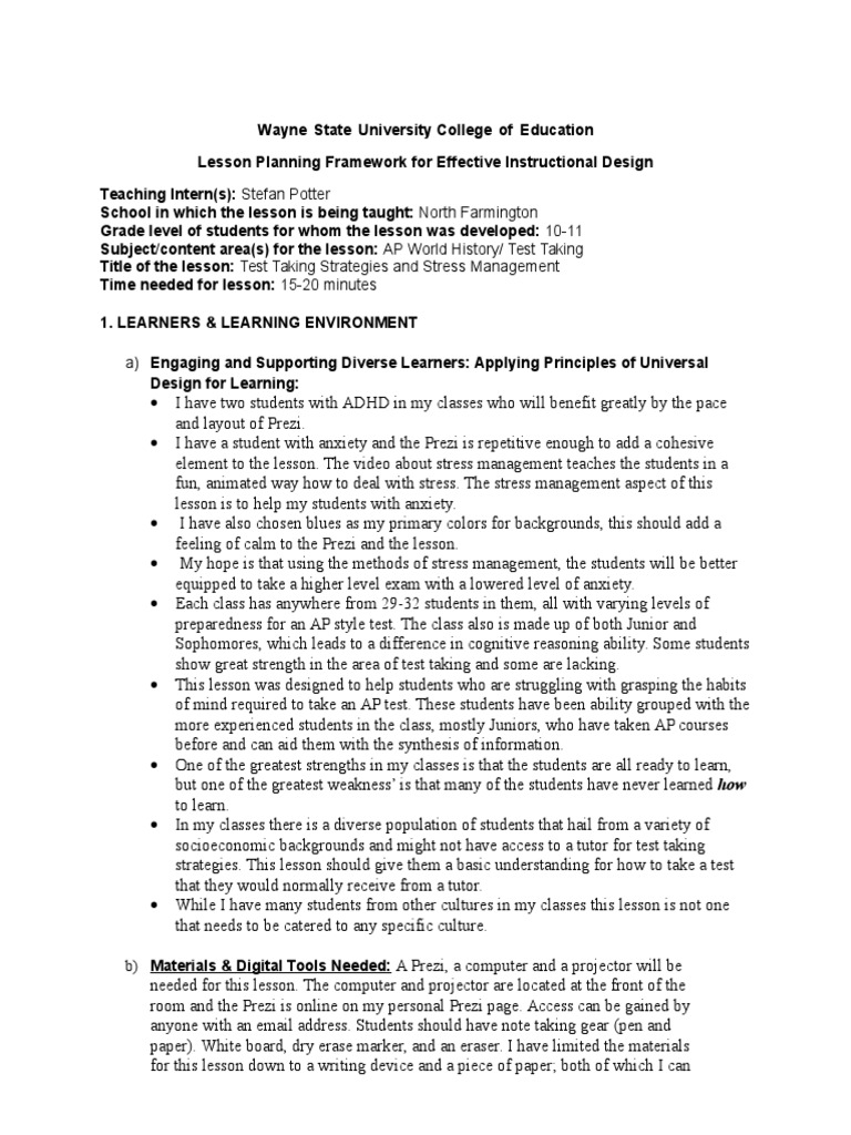 Lesson Plan-Test Taking Final | Test (Assessment) | Educational Assessment