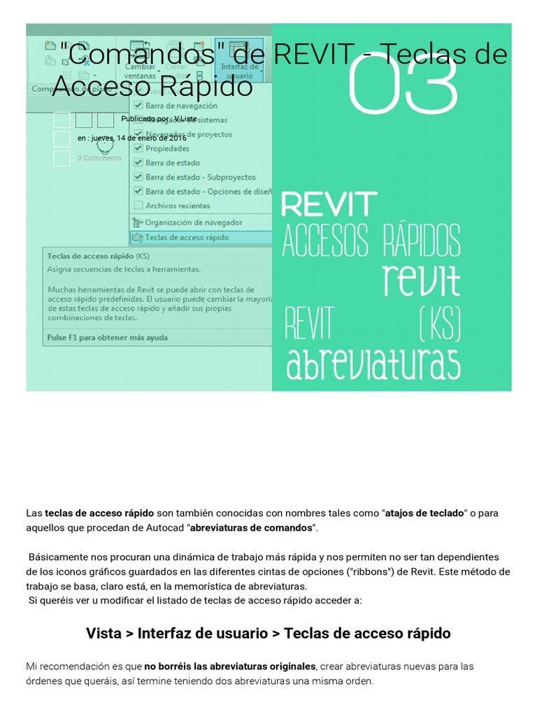 Comandos - de REVIT - Teclas de Acceso Rápido | Descargar gratis PDF ...