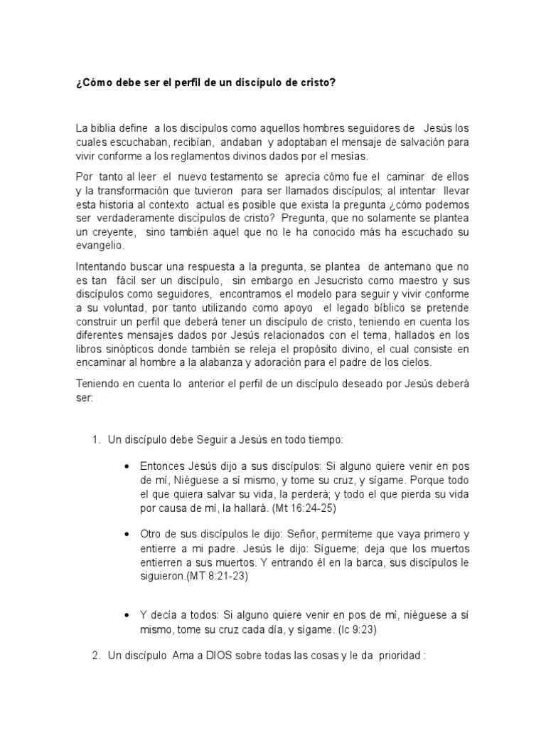 Perfil de Un Disipulo de Cristo | PDF | Biblia | Jesús