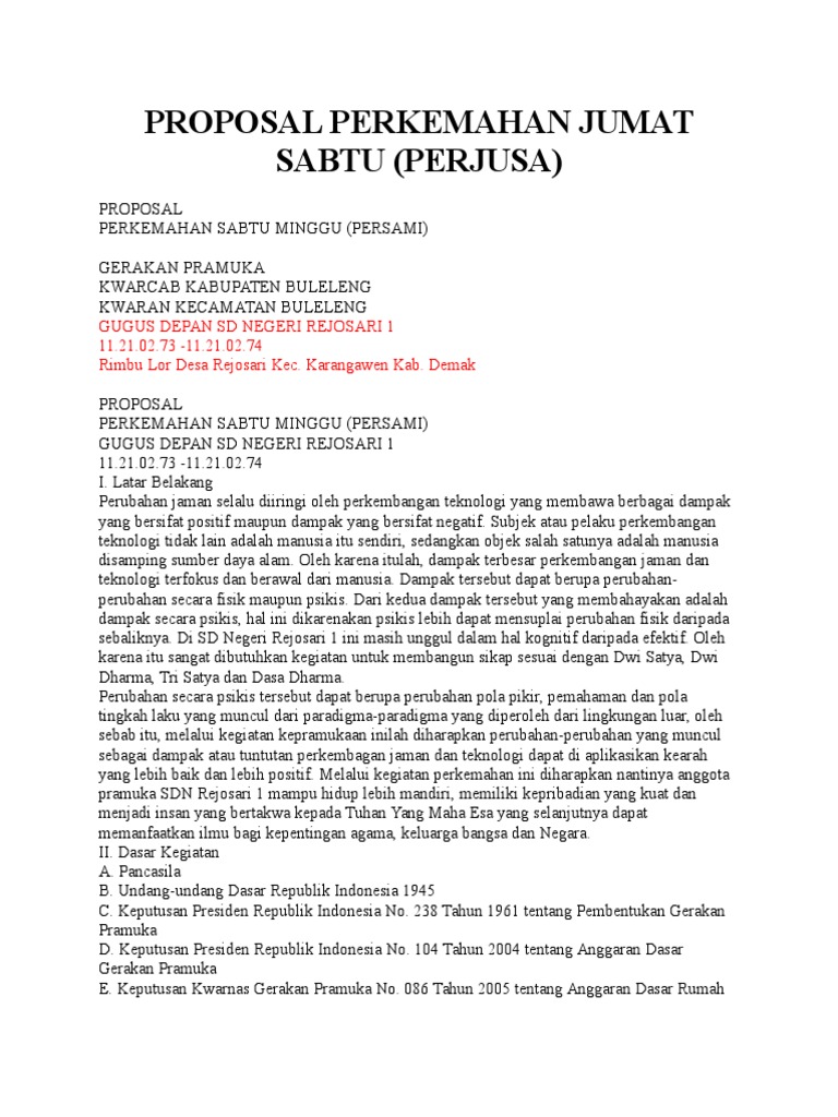 Proposal Perjusa SMT 1 2016-2017 | PDF