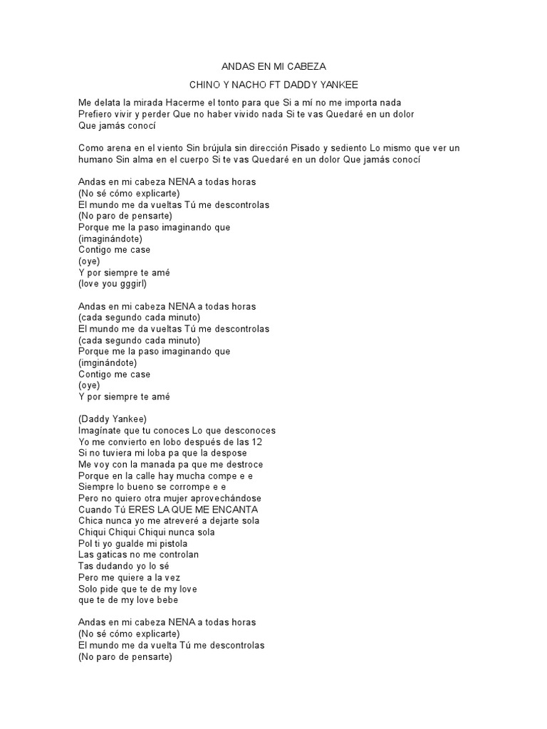 Andas en Mi Cabeza | PDF | Ocio | Entretenimiento (general)