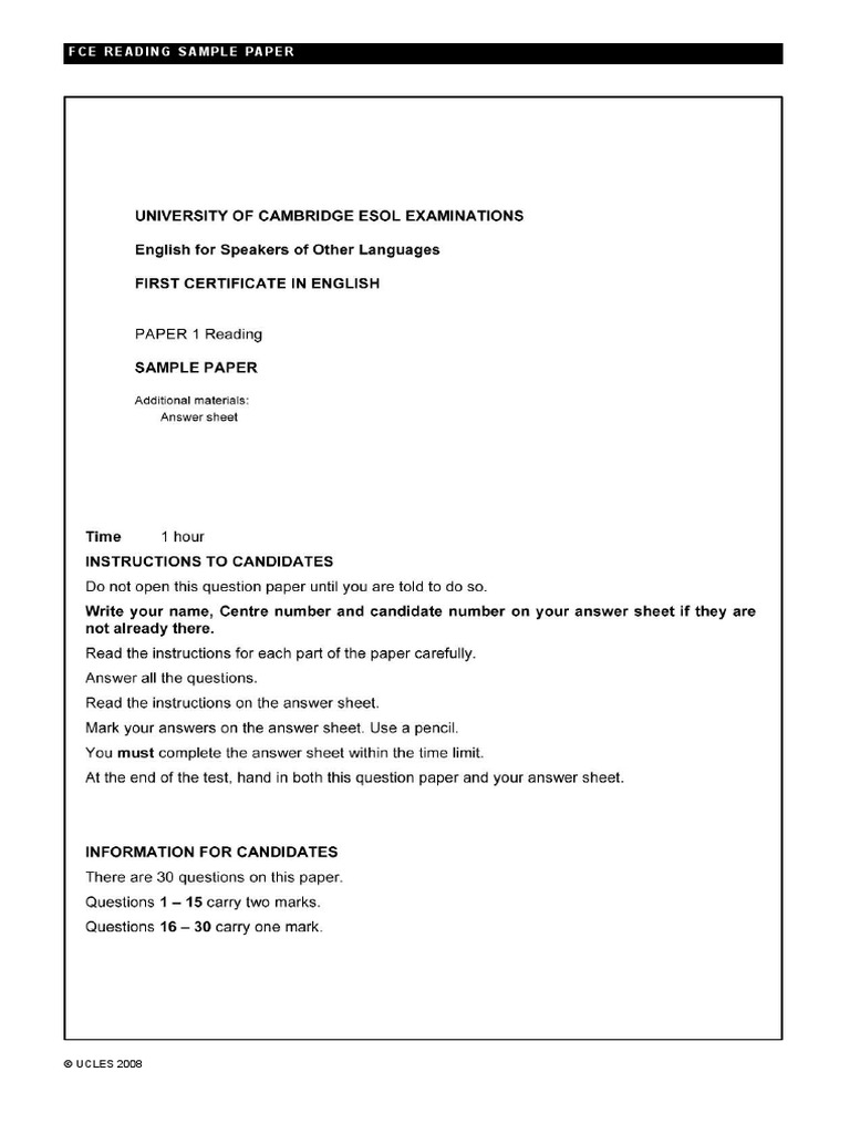 FCE Reading Act2 | PDF