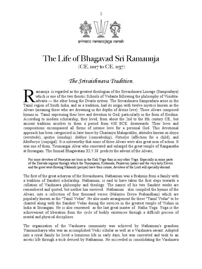 Life of Ramanuja | PDF | Vaishnavism | Vedanta