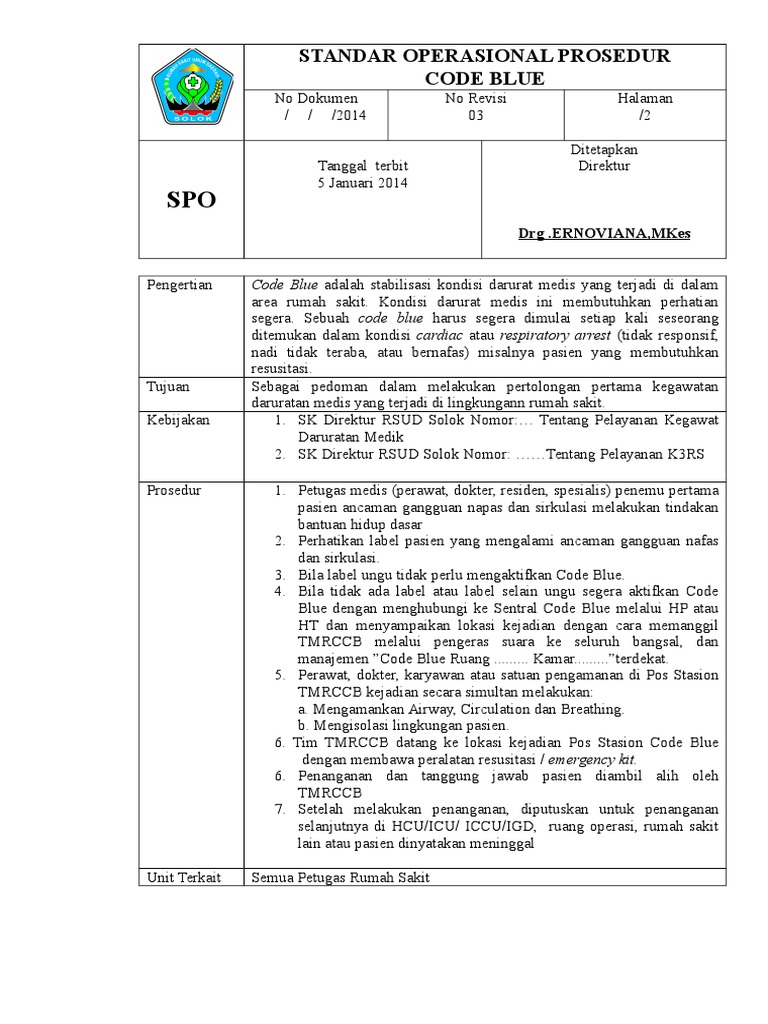 Spo Code Blue Baru | PDF