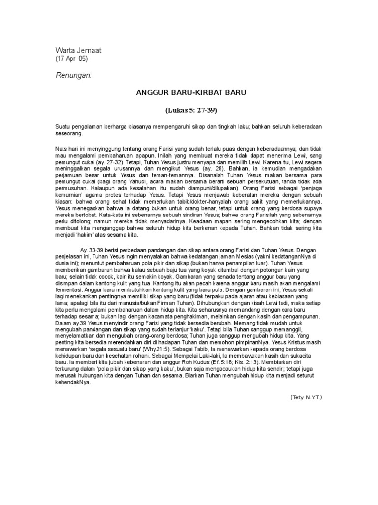 Anggur Baru-Kirbat Baru | PDF