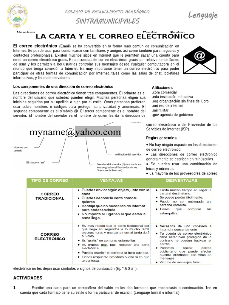 La Carta y El Correo Electrónico