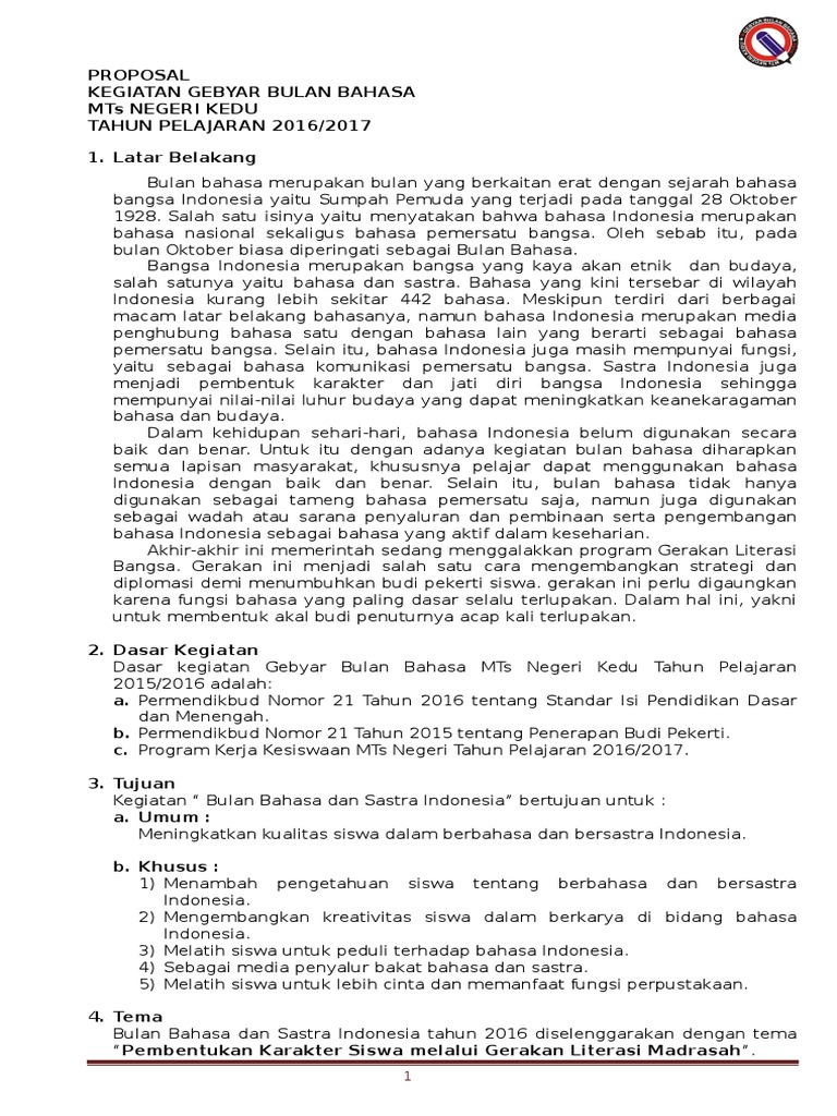 Contoh Proposal Bulan Bahasa1 | PDF