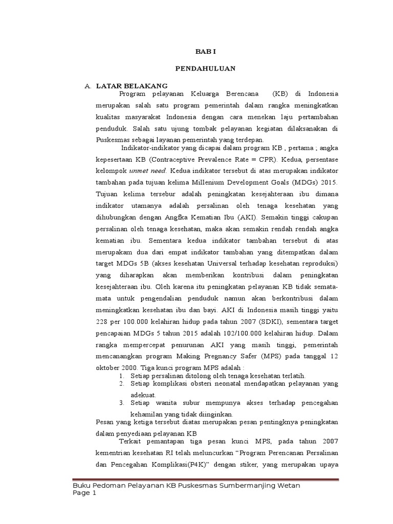 Pelayanan KB untuk Kesehatan Ibu dan Bayi | PDF