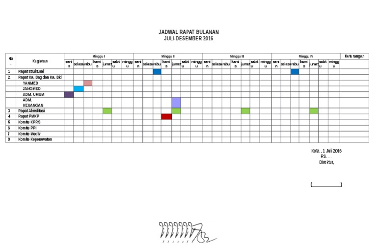 Jadwal Bulanan Rapat | PDF