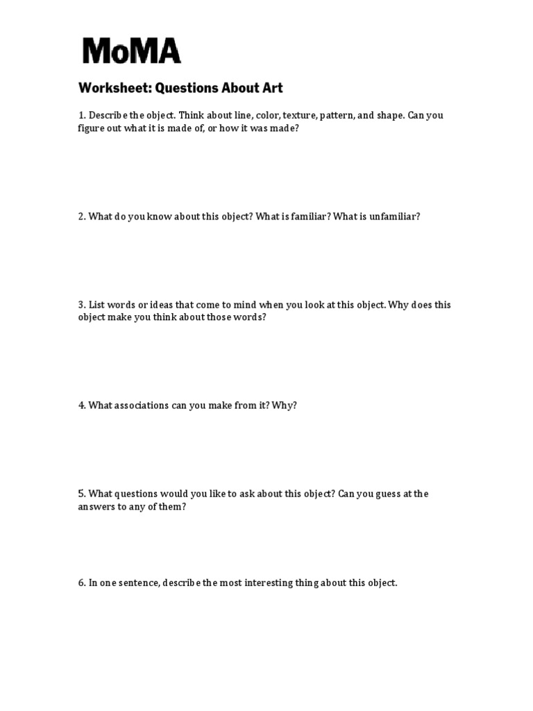 Worksheet: Questions About Art | PDF