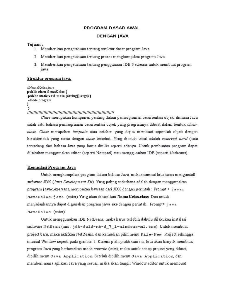 MODUL 1 Pemrograman 3 JAVA | PDF