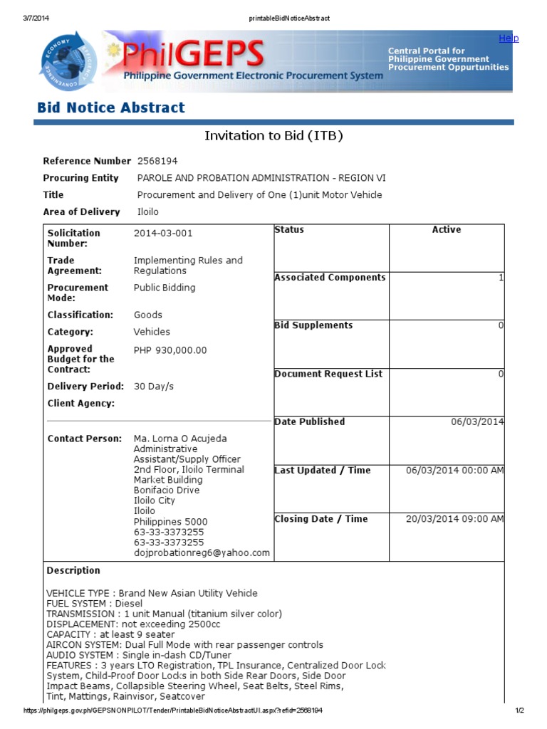 Print Able Bid Notice Abstract | PDF