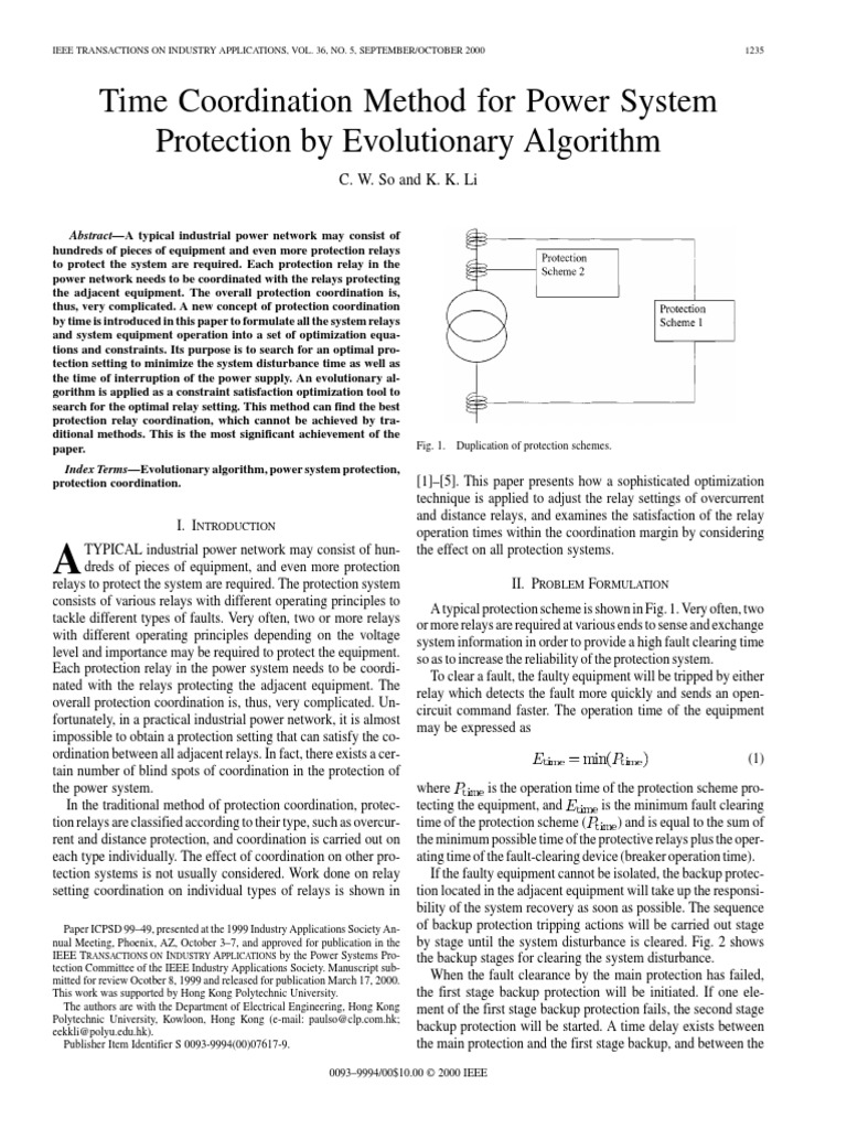 Time Coordination Method For Power System Protection by Evolutionary Algorithm | PDF ...