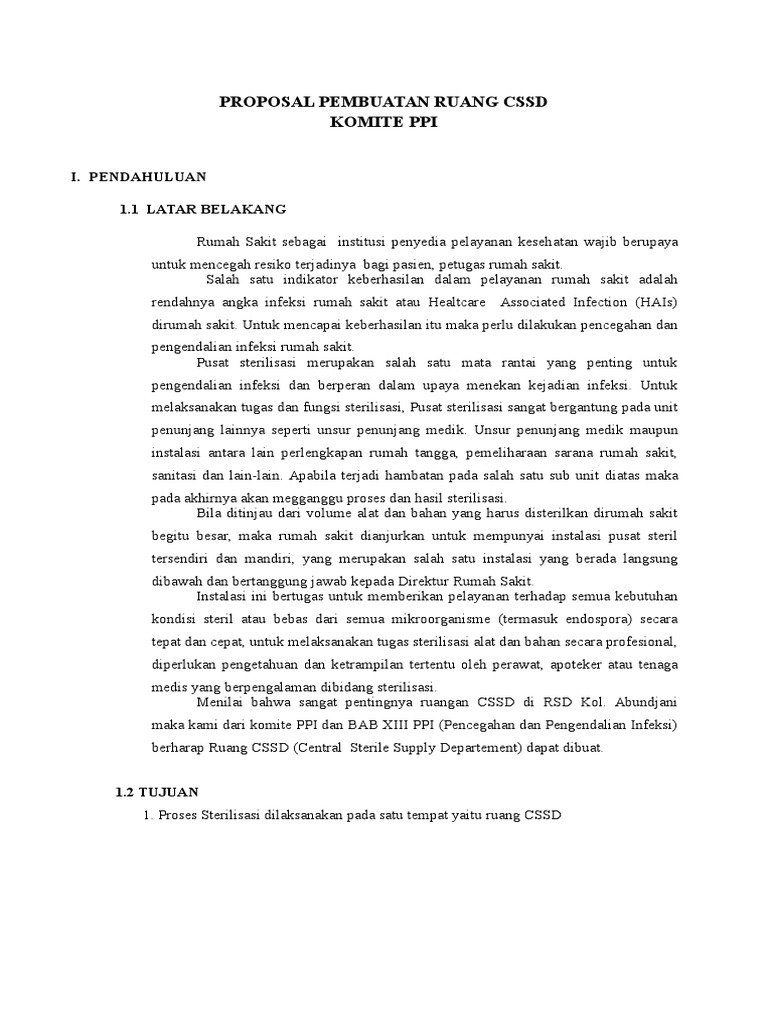 Proposal Ruang CSSD | PDF
