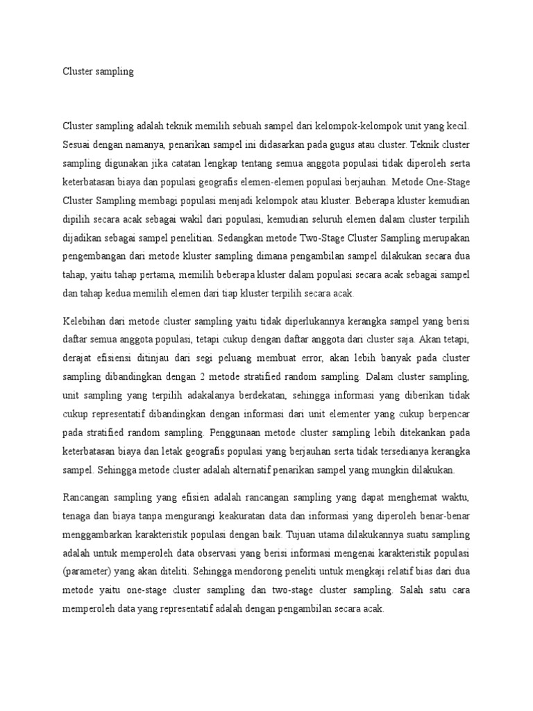 Cluster Sampling | PDF