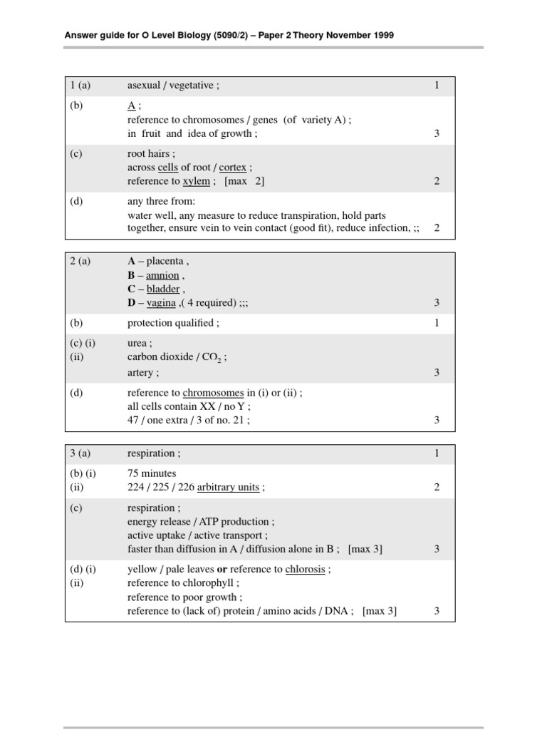 Paper 2 November 1999 | PDF | Dominance (Genetics) | Cell (Biology)