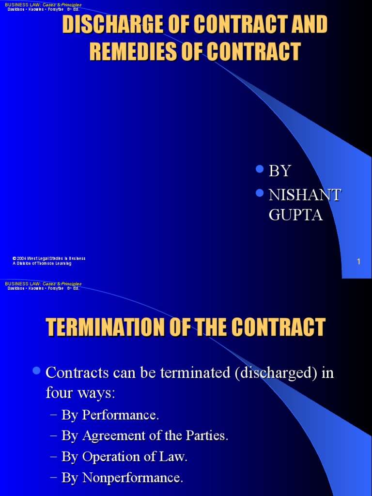 Discharge of Contract and Remedies of Contract | PDF | Damages | Legal Remedy