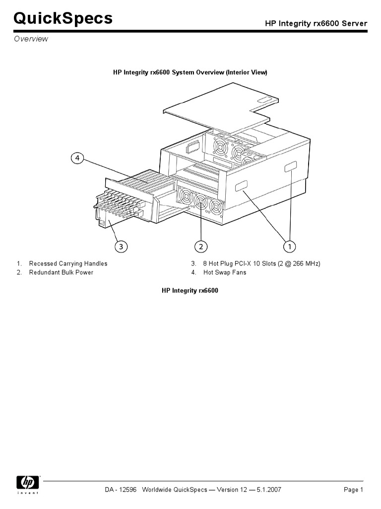Quickspecs: HP Integrity Rx6600 System Overview (Interior View) | PDF
