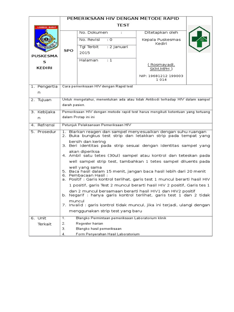 Spo Pemeriksaan Hiv Dengan Metode Rapid Test | PDF