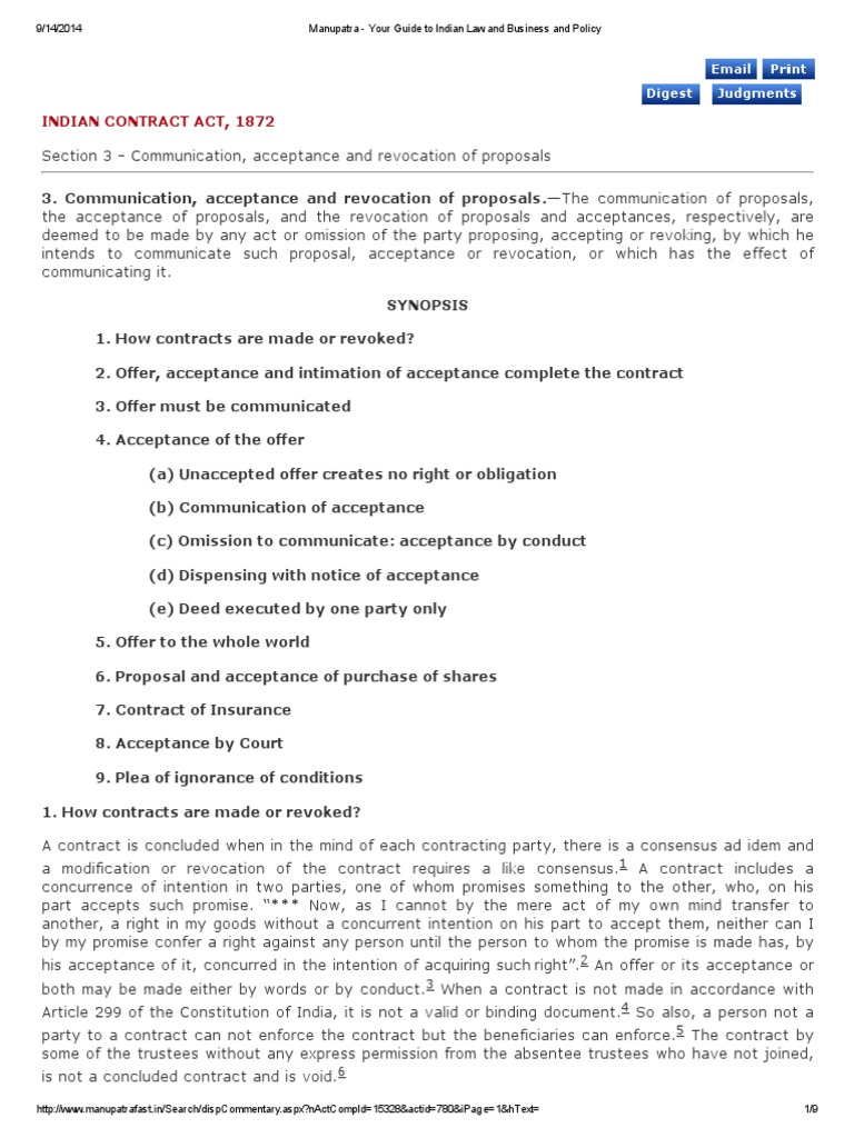 ICA Section 3 | PDF | Offer And Acceptance | Doctrine