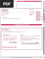 Answer Sheet PET 2020 | PDF