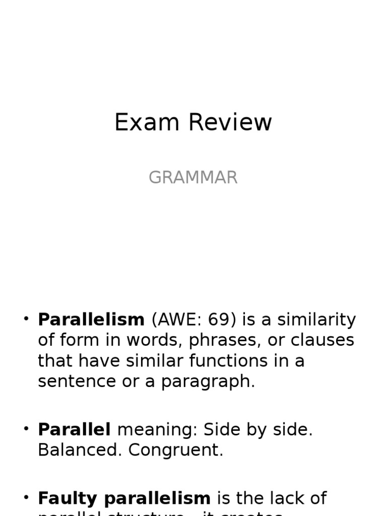 Exam Review Grammar | PDF | Clause | Comma