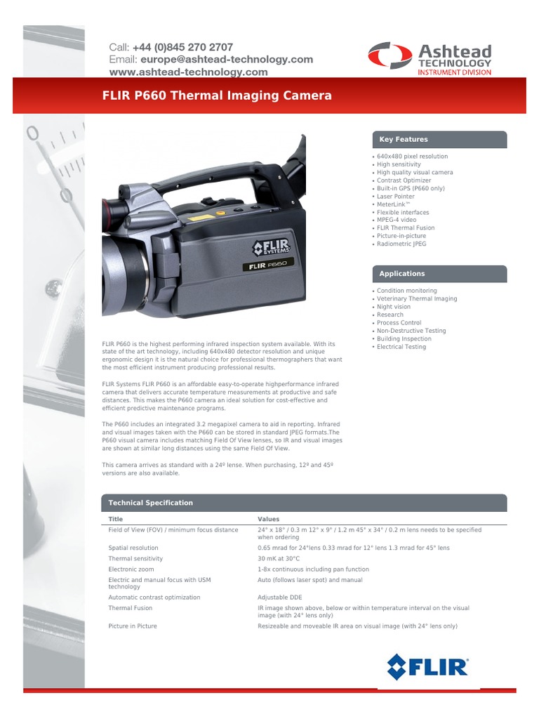 Flir p660 Thermal Imaging Camera A | PDF | Thermography | Field Of View