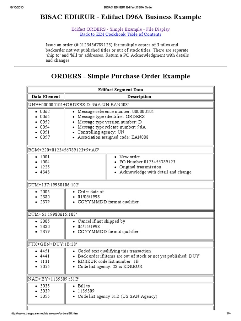 Edifact Order | PDF