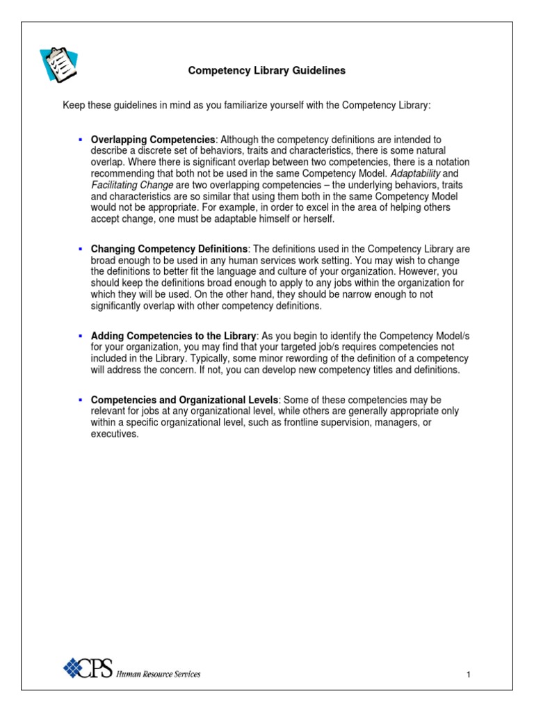 Competency Library Guidelines | PDF | Competence (Human Resources ...