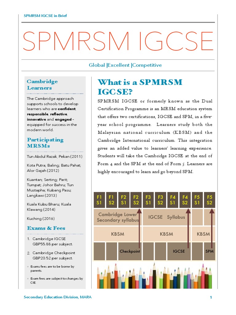 Overview of MRSM IGCSE Program | PDF | Curriculum | Quality Of Life