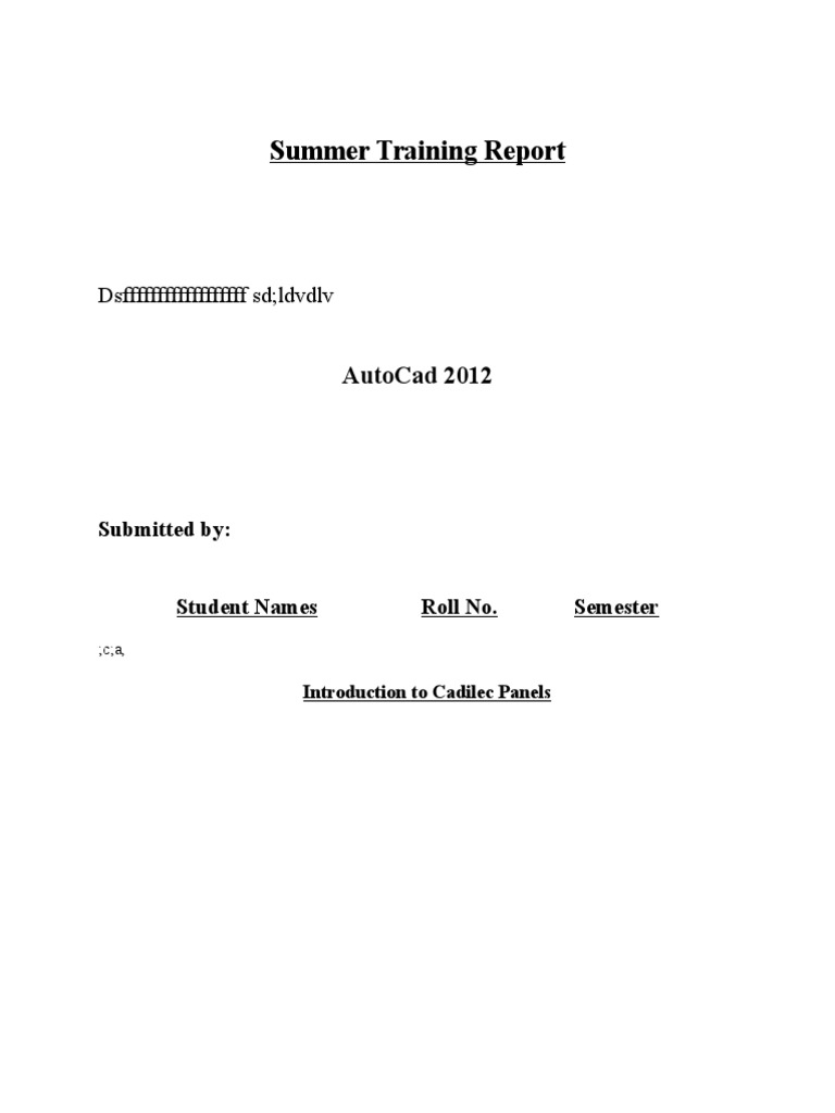 Summer Training Report: Autocad 2012 | PDF