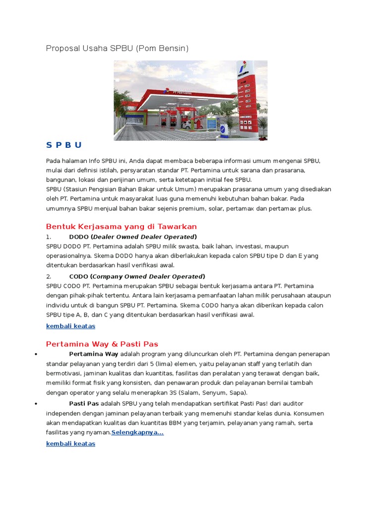 Proposal Usaha SPBU | PDF