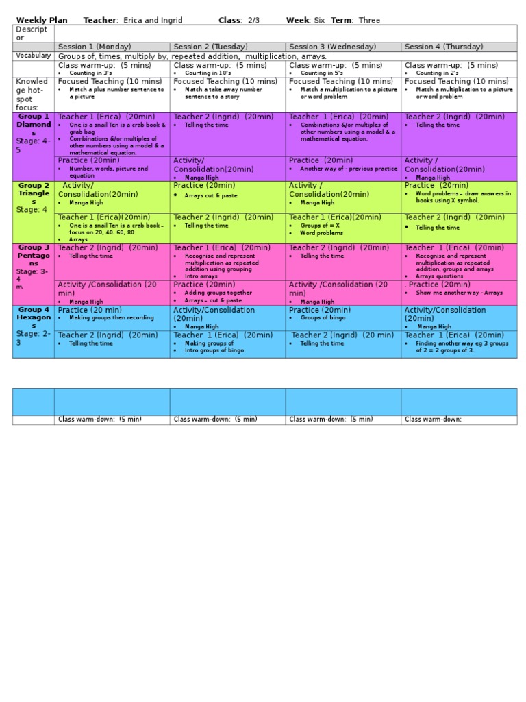 Week 6 Maths Planner | PDF | Cognition | Teaching Mathematics