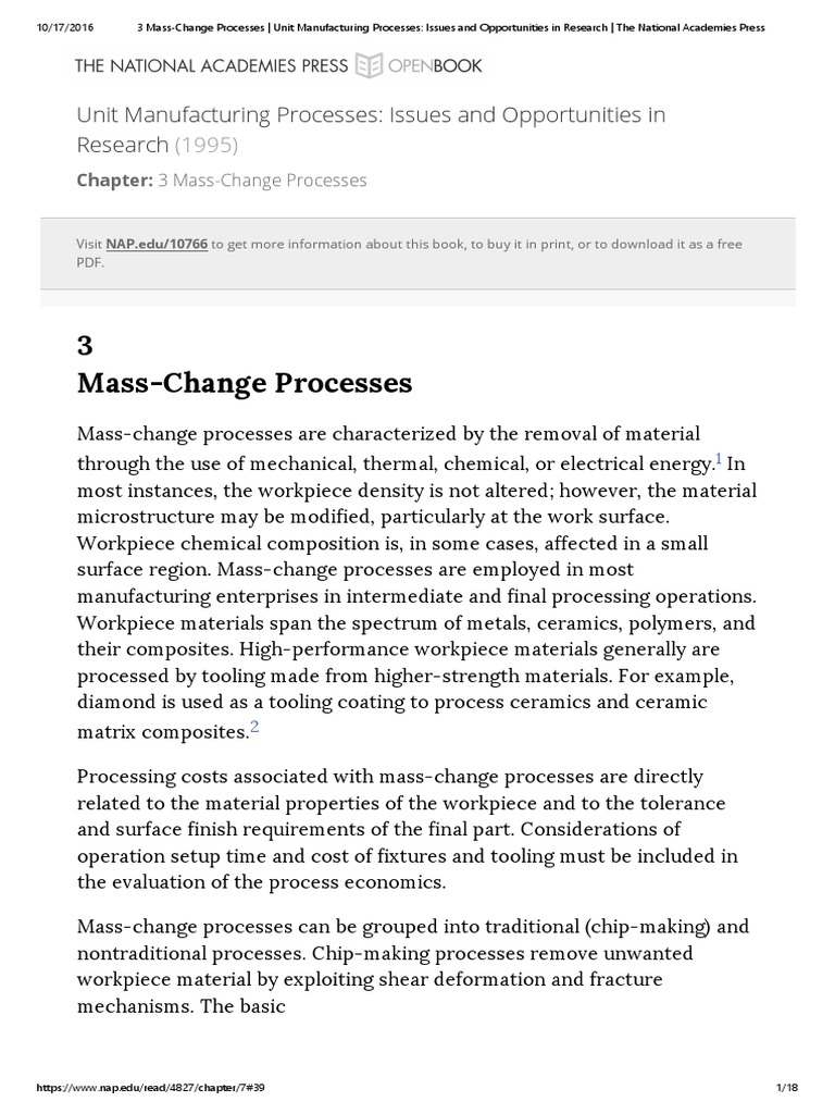 3 Mass-Change Processes - Unit Manufacturing Processes - Issues and ...
